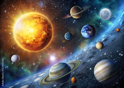 Stock Illustration „universe Infinity Galaxies Stars Planets Earth Moon