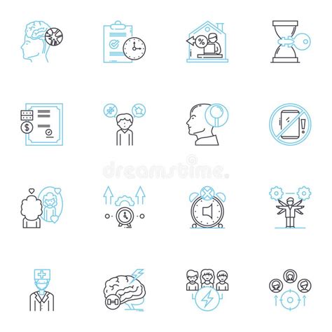Work Efficiency Linear Icons Set Productivity Time Management