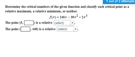 Solved Determine The Critical Numbers Of The Given Function Chegg