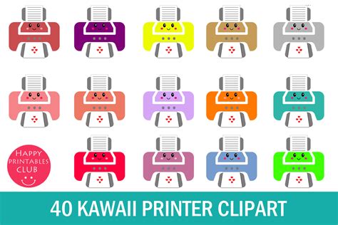 Kawaii Printer Clipart Cute Printer Graphic By Happy Printables Club