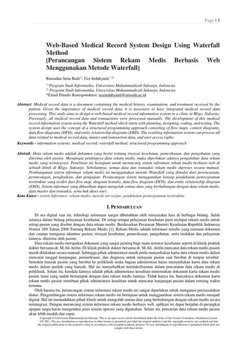 pdf web based medical record system design using waterfall method