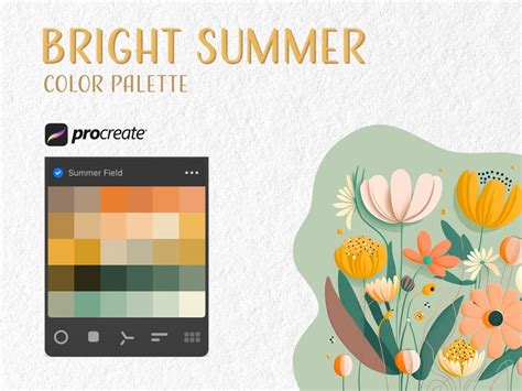 Procreate Color Palette Summer Season Color Scheme Branding Design Palette Procreate Bright