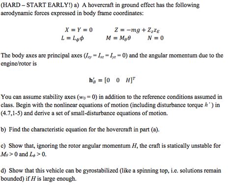 A Hovercraft In Ground Effect Has The Following