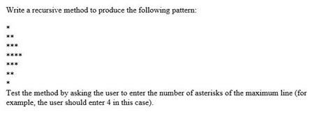 solved write a recursive method to produce the following