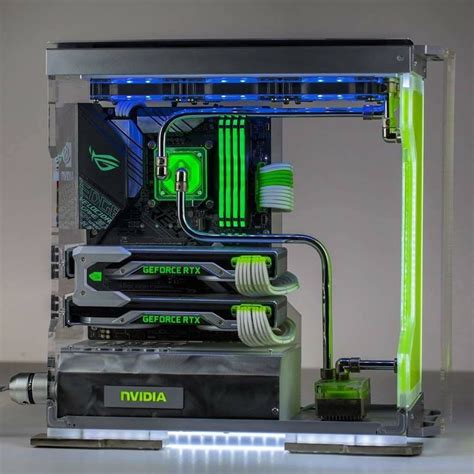 Custom Gaming Pc Case Modding With Green And Blue Lights