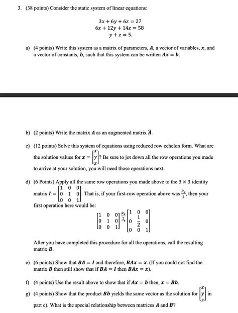 Solved 3 38 Points Consider The Static System Of Linear