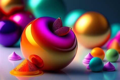 Premium Ai Image A Colorful Apple With A Flower Inside