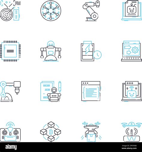 Quadcopters Linear Icons Set Dr Camera Flight Remote Control Aerial Hover Line Vector And