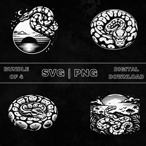 Ball Python Svg Bundle Python Snake Clipart Hand Drawn Snakes Theme Vector Illustration Png
