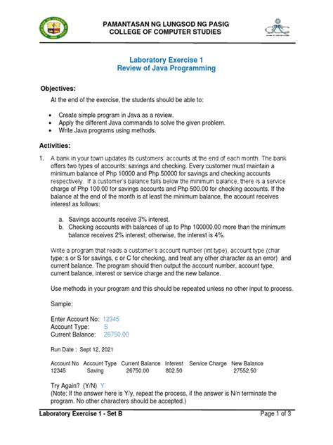 01 lab exercise 1 review java set b 2 download free pdf php