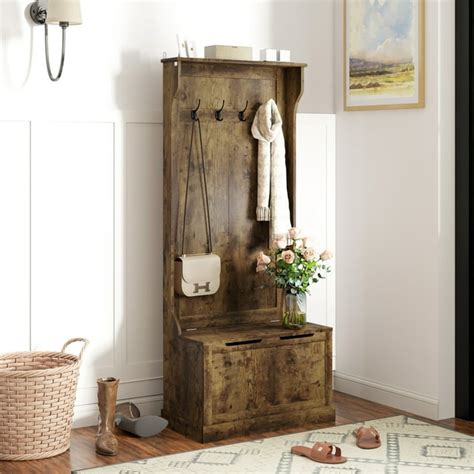 Homcom 3 In 1 Entryway Hall Tree With Storage Bench Coat Rack With