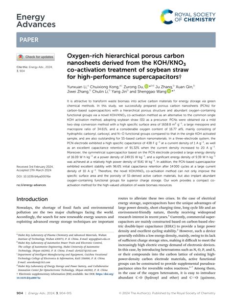 Pdf Oxygen Rich Hierarchical Porous Carbon Nanosheets Derived From The Kohkno3 Co Activation
