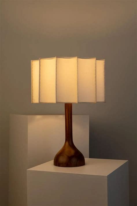 Organic Modern Small Table Lamp Natural Wood Handmade Fluted Shade Small Table Lamp Interior