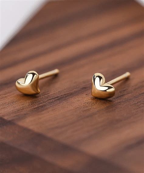 [이번주특가 당일출고] 18k 미니 통통 하트 귀걸이 Lcse009 Gold Plated Silver 에이블리