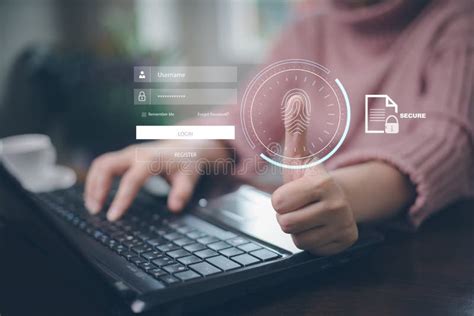 Hand Touch Fingerprint With Virtual Global With Cyber Security Login User Identification