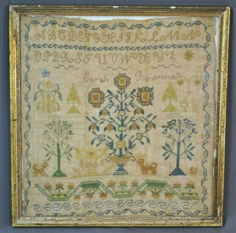 English Antique Sampler Finely Worked School Girl Framed Dated