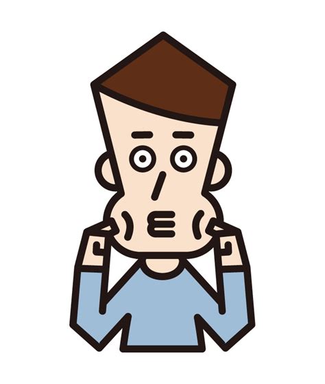 뺨에 손가락을 얹은 남자남성의 그림 무료 일러스트 소재집 Kukukeke