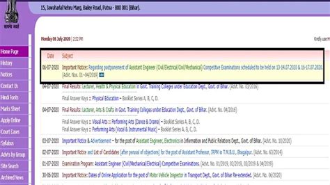 BPSC AE 2020 Postponed Against Advt No 01 04 2019 Bpsc Bih Nic In Check Details Here