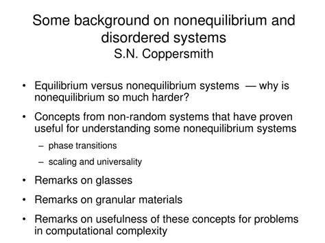 Ppt Some Background On Nonequilibrium And Disordered Systems Sn