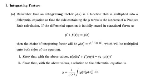 Solved Integrating Factors A Remember That An Chegg