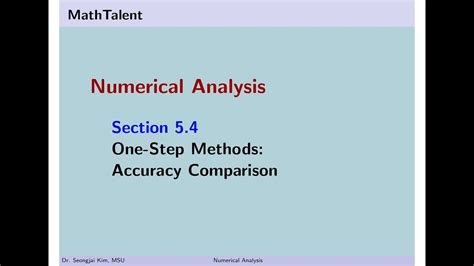 Mathtalent Numerical Analysis Sec 54 One Step Methods For Odes
