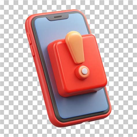 3d Smartphone With Exclamation Sign Mobile Phone Alert Notification