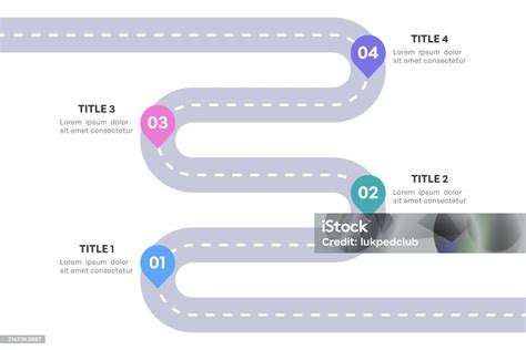 Comprehensive Roadmap Infographic Strategic Milestone Path With 4 Key Stages Ilustrasi Stok