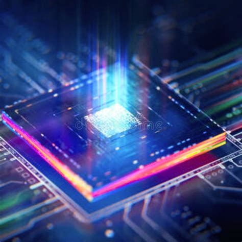 Futuristic Central Processor Unit Powerful Quantum Cpu On Pcb