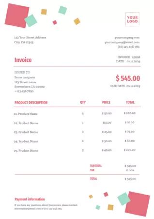 Free Invoice Templates To Edit Online