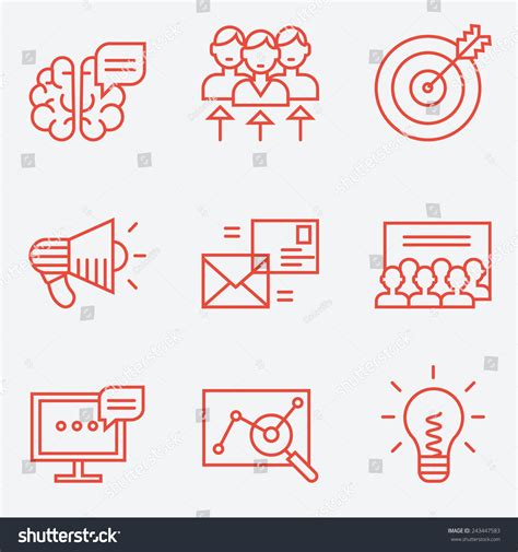 Marketing Icons Thin Line Style Flat Stock Vector Royalty Free 243447583 Shutterstock