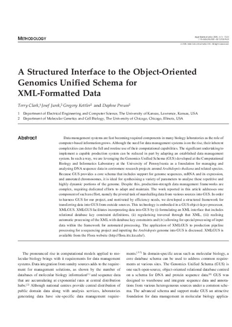 Pdf A Structured Interface To The Object Oriented Genomics Unified