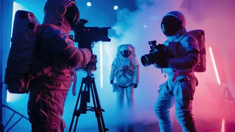 Successful Female Director Leads A Professional Crew Filming A Sci Fi