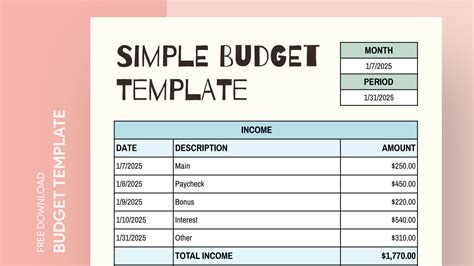 Simple Budget Free Google Sheets Excel Template Gdoc Io