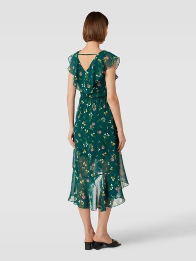 Apricot Midikleid Mit Floralem Allover Muster Gruen Online Kaufen