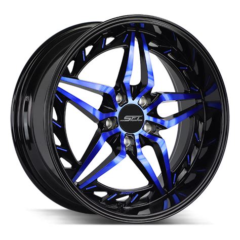 Gloss Black Candy Blue Machined Strada Wheels