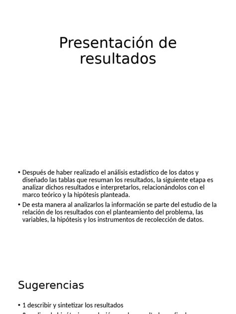Presentación De Resultados Pdf