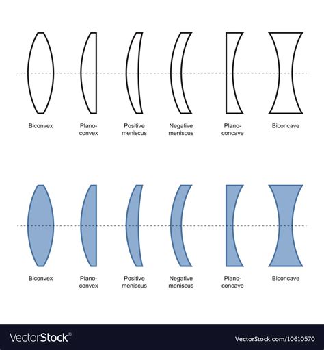 Types And Classification Of Simple Lenses Vector Image