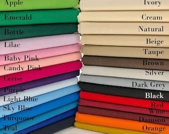100 Cotton Fabric 60 Square Plain Colours Reds Yellows Greens