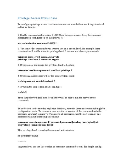 Privilege Access Levels Cisco Pdf Password User Computing