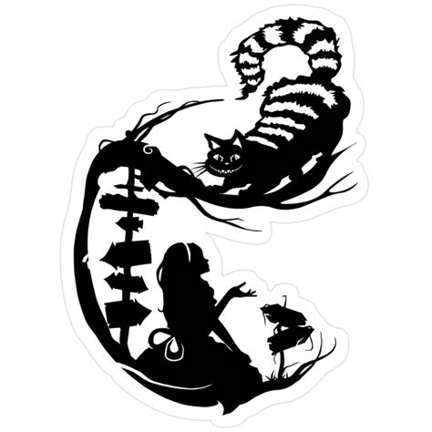 Alice In Wonderland Alice And Cat Cheshire Cat Cat Smile Sticker
