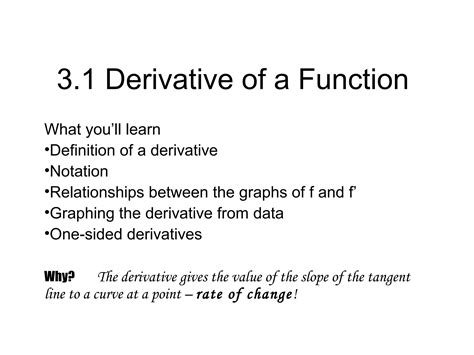 31 Derivative Of A Function Ppt Physics Science