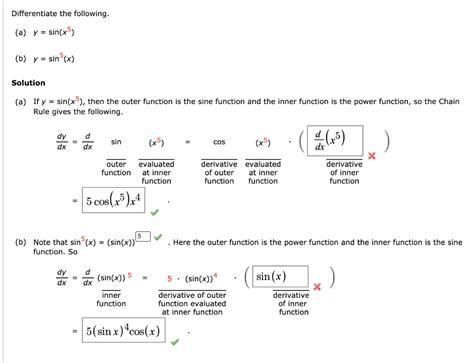 Solved Differentiate The Following A Y Sin X B Y Chegg Com