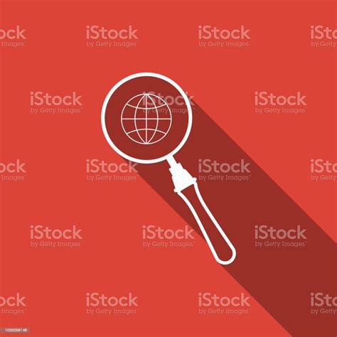 돋보기로 긴 그림자와 격리 지구 아이콘 세계 분석 글로벌 검색 기호입니다 평면 디자인입니다 벡터 일러스트 레이 션 개념에 대한 스톡 벡터 아트 및 기타 이미지 Istock