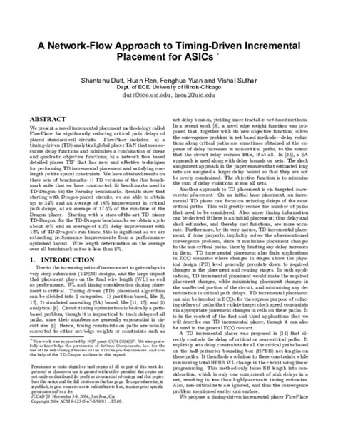 Pdf A Network Flow Approach To Timing Driven Incremental Placement