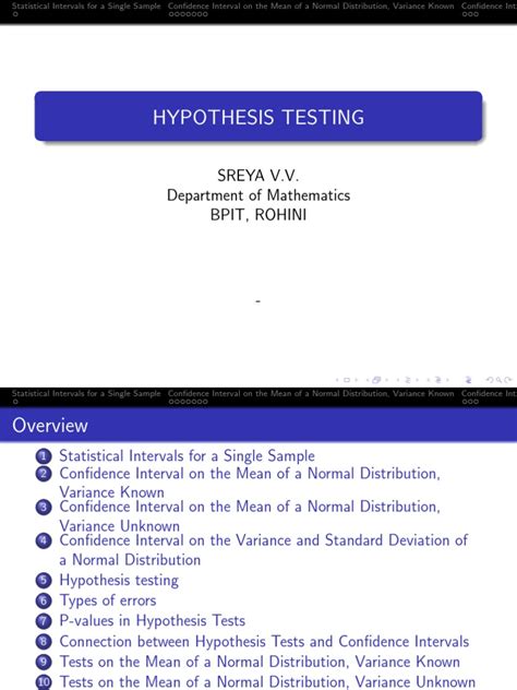 Hypothesis Testing Pdf Science And Mathematics