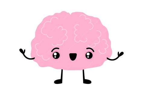 Premium Vector Cartoon Brain Character Cartoon Cute Smiling Brain