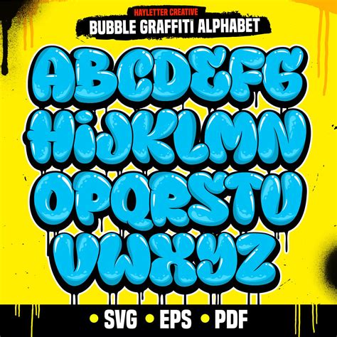 Bubble Graffiti Font Alphabet