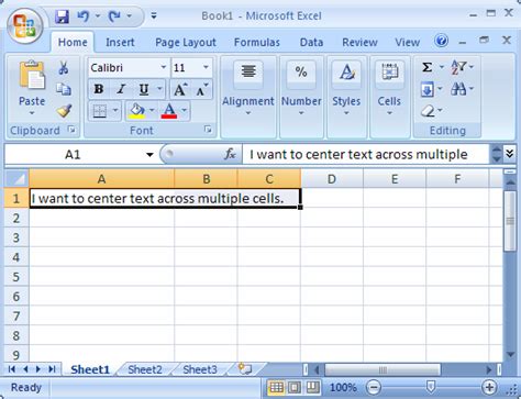 MS Excel Center Text Across Multiple Cells