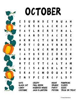 Free Printable Word Searches October
