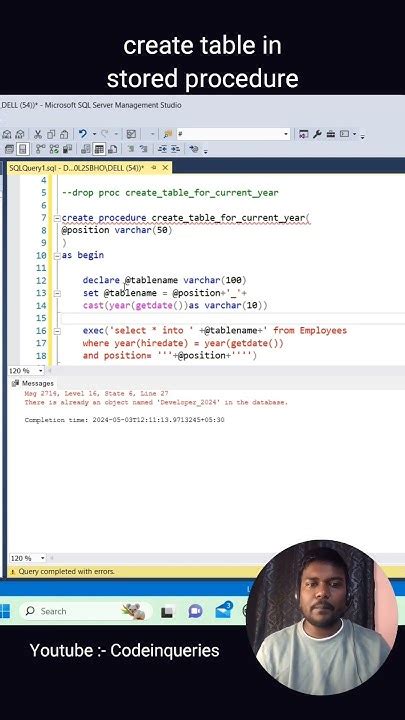 Create A Temporary Table In The Stored Procedure Sql Coding Database Dataanalysis Shorts